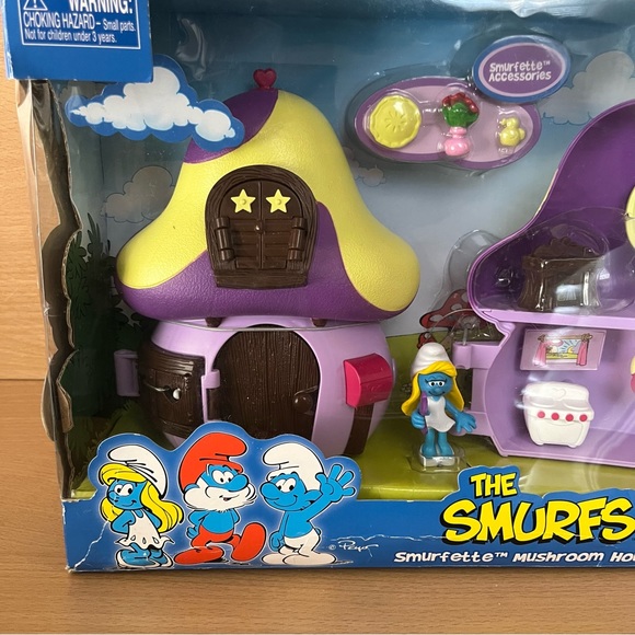 Smurfs | Toys | Smurfettes Mushroom House Variant Purple Yellow Jakks ...